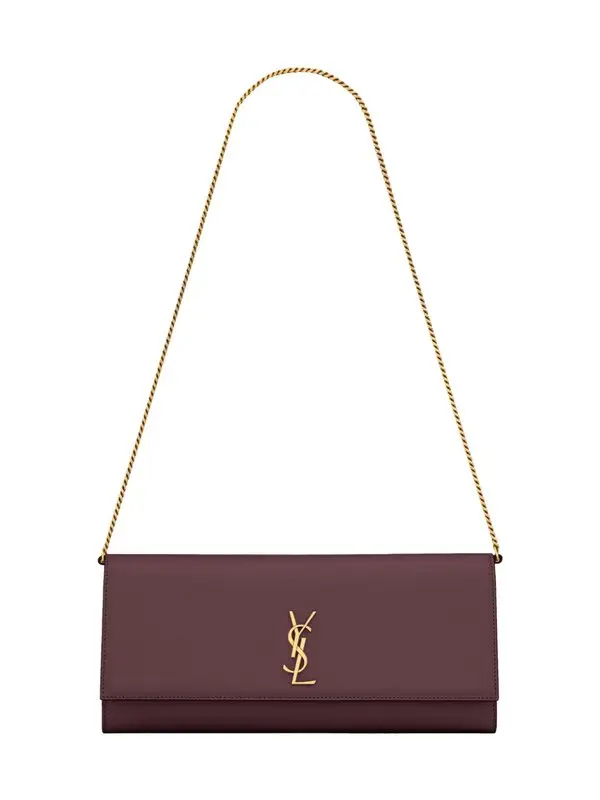 Saint Laurent Kate Foldover Top Clutch Bag - Red Wine Cabernet Sauvignon