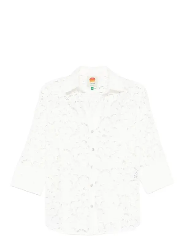 Farm Rio Cotton Lace Shirt - White