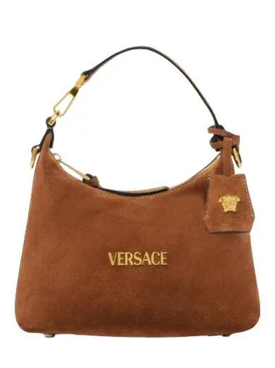Versace Logo Lettering Suede Tote Bag - Brown