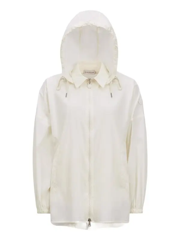 Moncler Hooded Zip-up Shirt Jacket - White