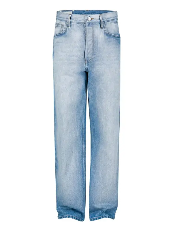 Dries Van Noten Straight Leg Jeans With Logo Patch - Blue