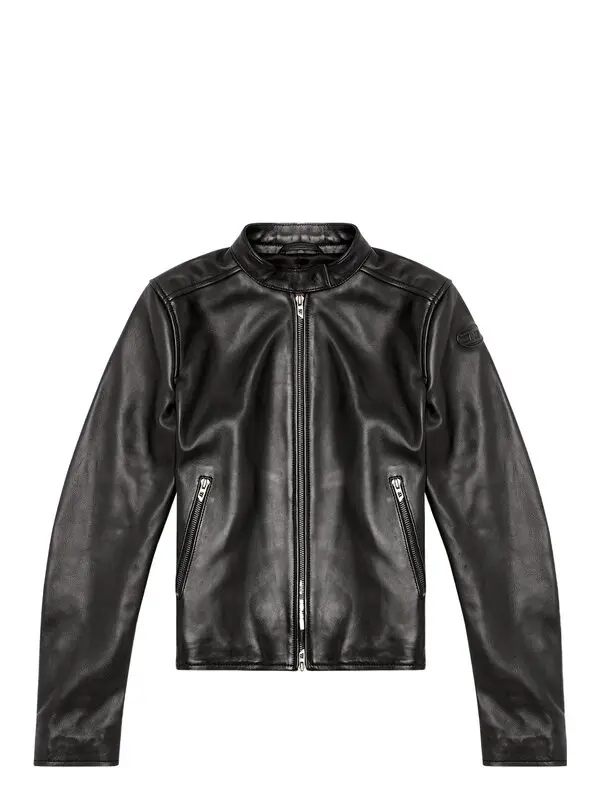 DIESEL® L-ayla Zipped Leather Biker Jacket - No