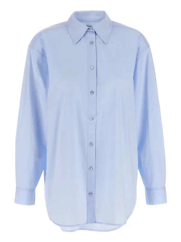 TOTEME Cotton Shirt With Lapel Collar And Button Closure - Blue