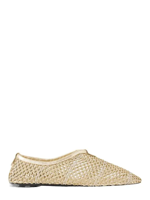 Loro Piana Float Loafers In Metallic Mesh And Woven Leather - Nude