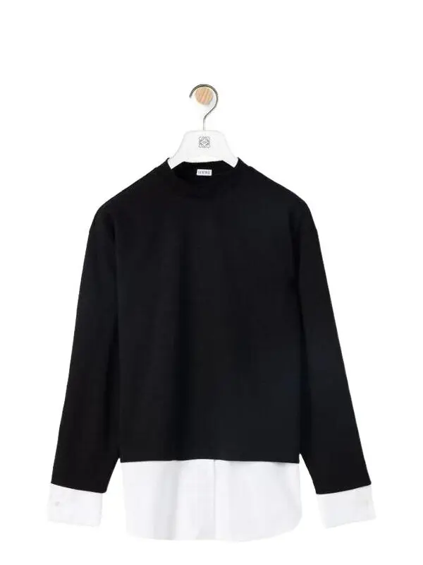 Loewe Layered Sweatshirt With Shirt Hem - Black