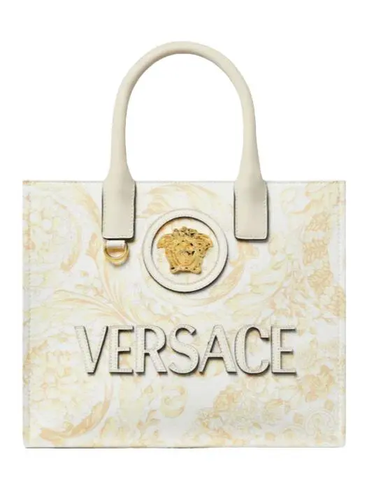 Versace La Medusa Printed Small Tote Bag - White