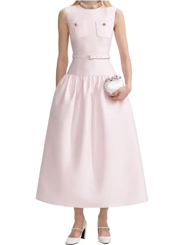 SELF-PORTRAIT Taffeta Midi Dress - Pink