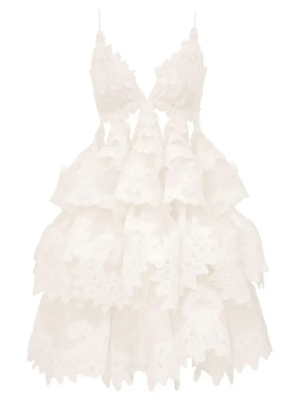 Zimmermann Crush Tiered Lace Dress - Ivory