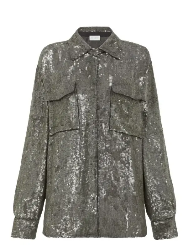 P.a.r.o.s.h Sequin Embellished Long Sleeve Shirt - Black