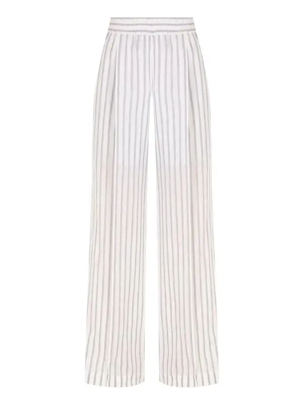 Brunello Cucinelli Striped Wide-leg Trousers - Grey