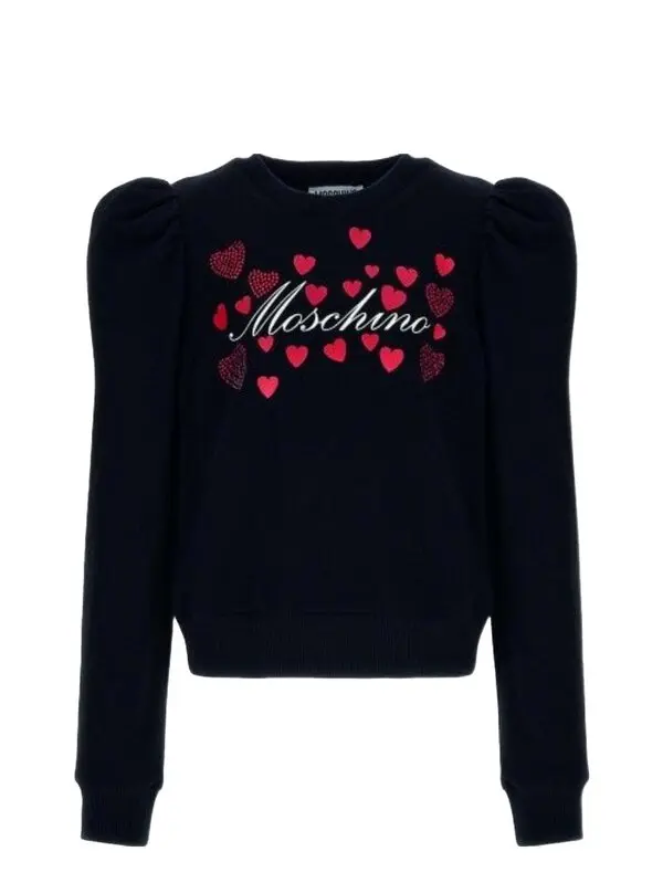 Moschino Long Sleeve Sweatshirt With Heart Embellishments - Black