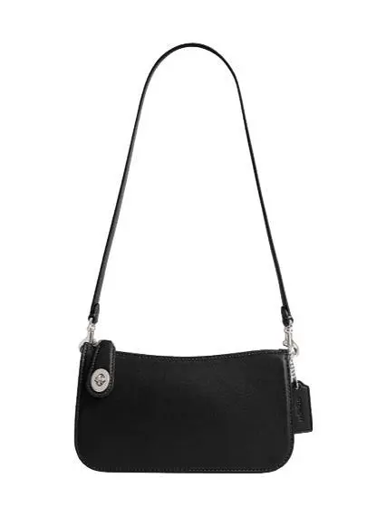 COACH Leather Mini Shoulder Bag With Logo Detail - Black