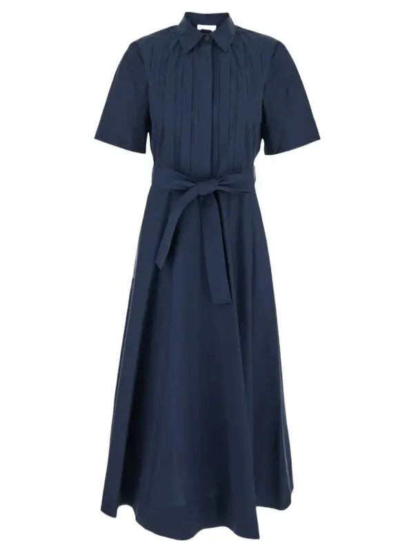 P.a.r.o.s.h Belted Shirt Dress With Pleats - Blue