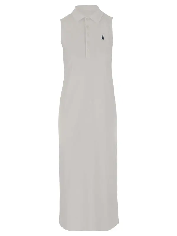 Polo Ralph Lauren Embroidered Midi Polo Dress - White
