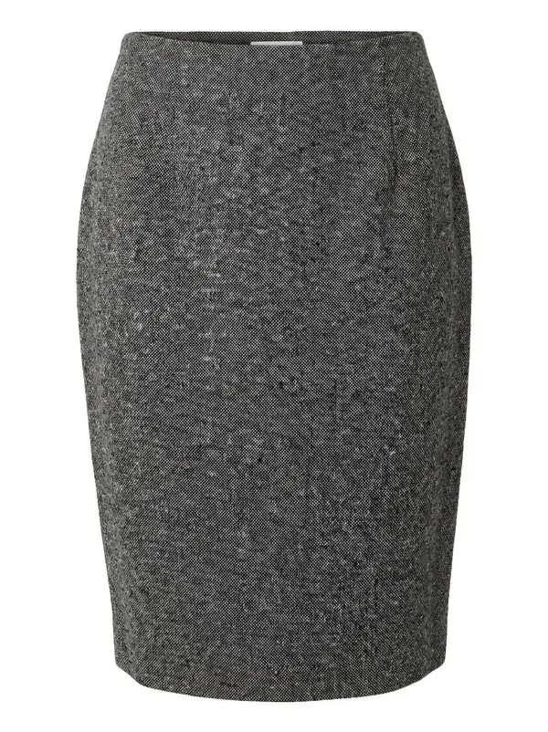 Gucci Seeded Pencil Skirt With Back Slit And Zip Closure - White And Black