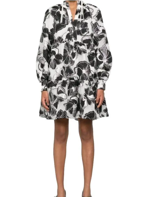 Stine Goya Long Sleeve Printed Dress - Black