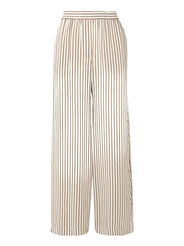 Brunello Cucinelli Striped Wide-leg Pants - Nude