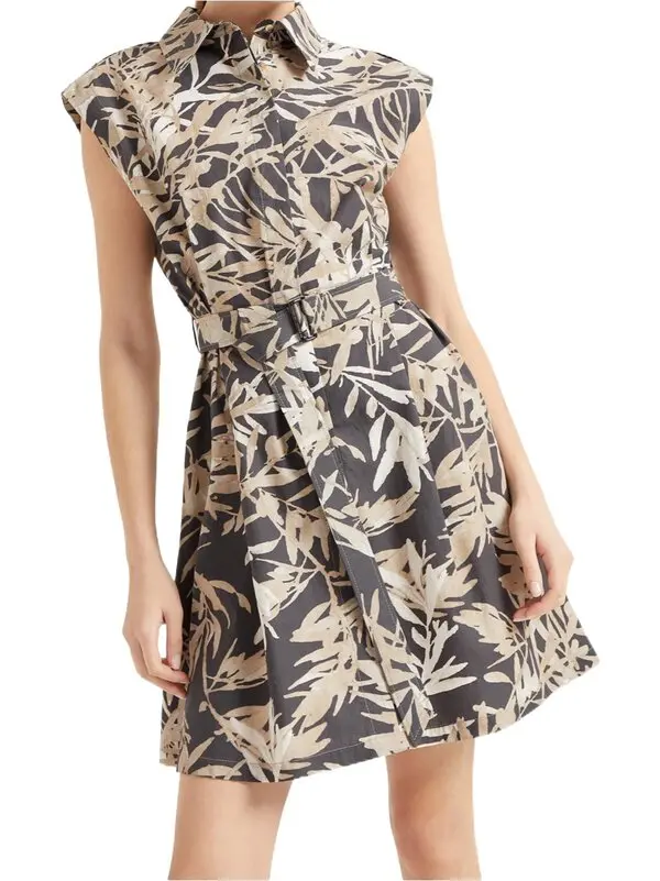 Brunello Cucinelli Abstract Print Sleeveless Mini Dress - Anthracite