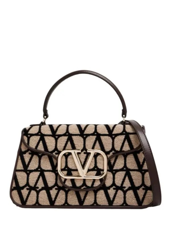 Valentino Garavani Toile Iconographe Logo Plaque Tote Bag - Black