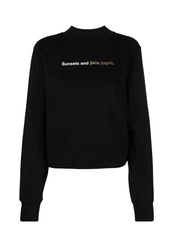 Palm Angels Sunsets Printed Mock Neck Sweatshirt - Black