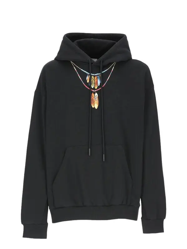 MARCELO BURLON COUNTY OF MILAN Graphic-printed Drawstring Hoodie - Black