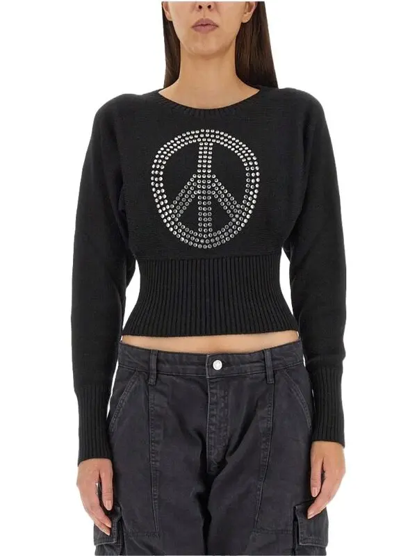 Moschino Embellished Peace Symbol Sweater - Black