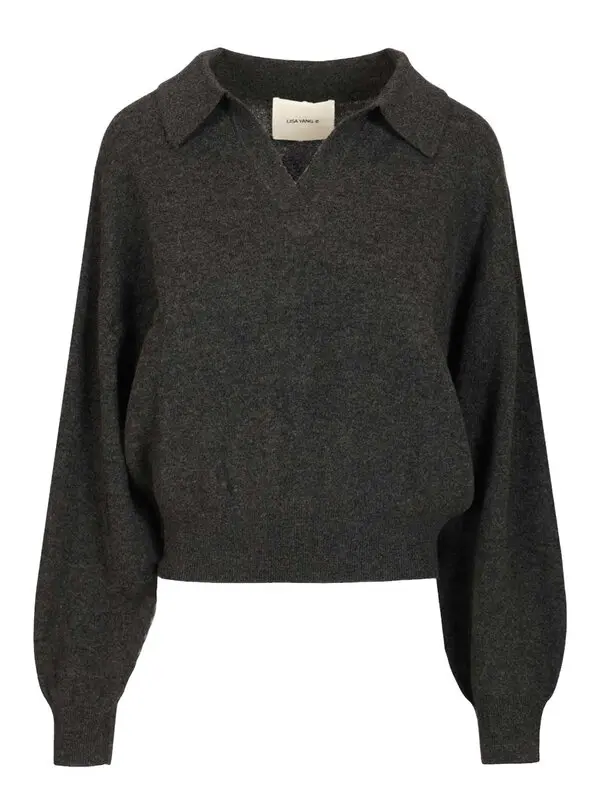 LISA YANG Katriel Polo Knitted Sweater - Grey