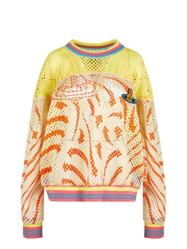 VIVIENNE WESTWOOD Mesh Sweatshirt With Graphic Print - Nude