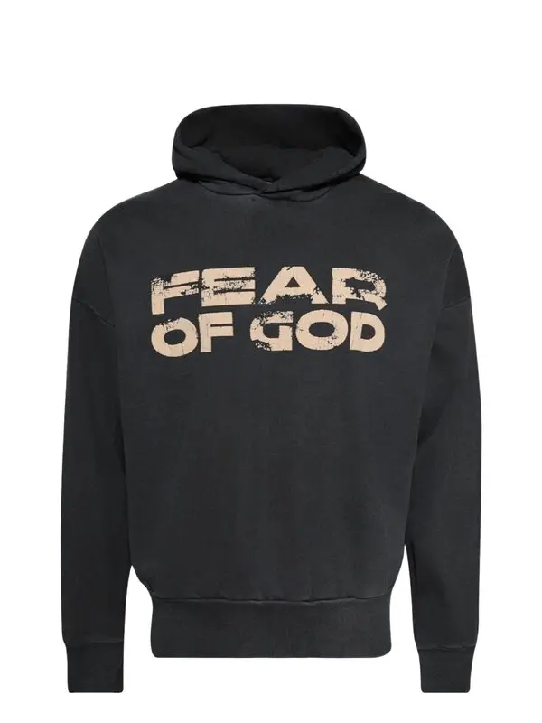 Fear Of God Logo Printed Hoodie - Black