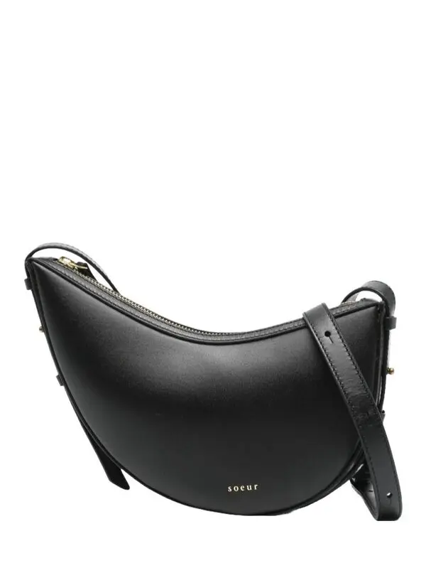 Soeur Zipper Shoulder Bag - Black