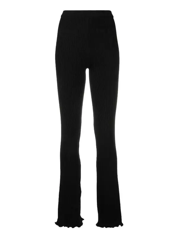 Rabanne Ribbed Knit Flared Trousers - Black