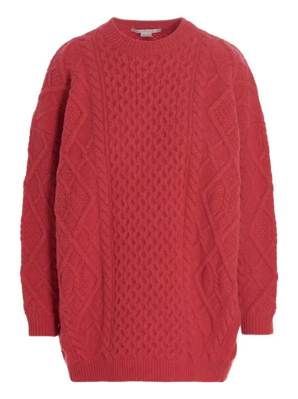 Stella McCartney Aran Crewneck Knitted Jumper - Red