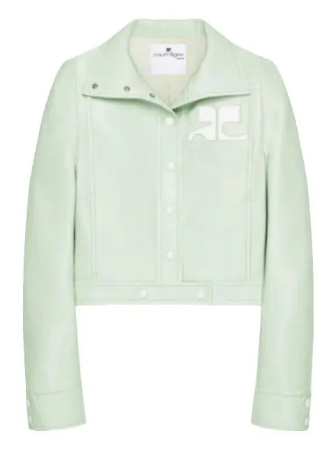 COURREGES Vinyl Collared Button-up Jacket - White