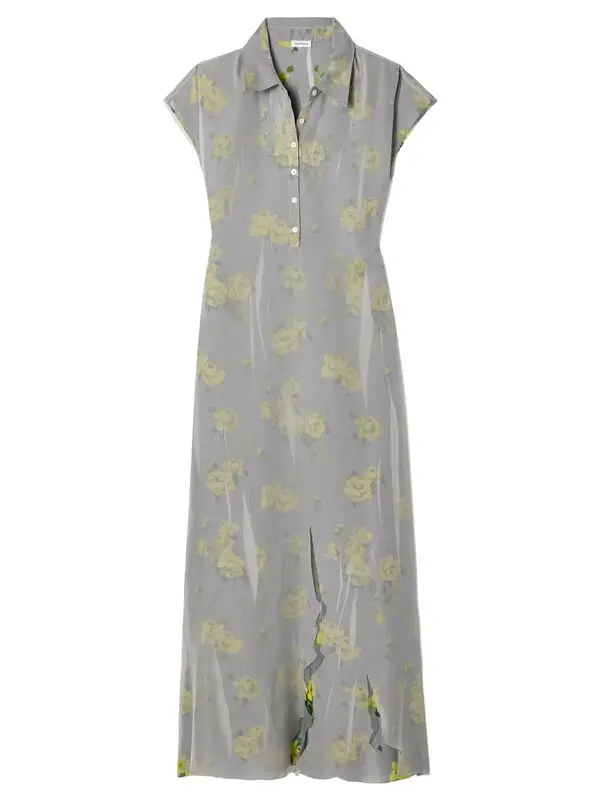 Acne Studios Dranee Vintage Long Dress With Graphic Detail - Gray