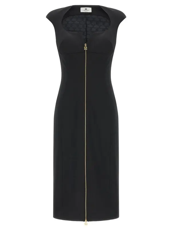 Elisabetta Franchi Zip-front Sleeveless Sheath Dress - Black