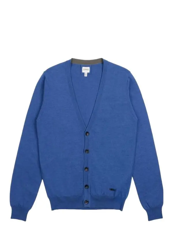 Emporio Armani Logo Knitted Cardigan - Blue