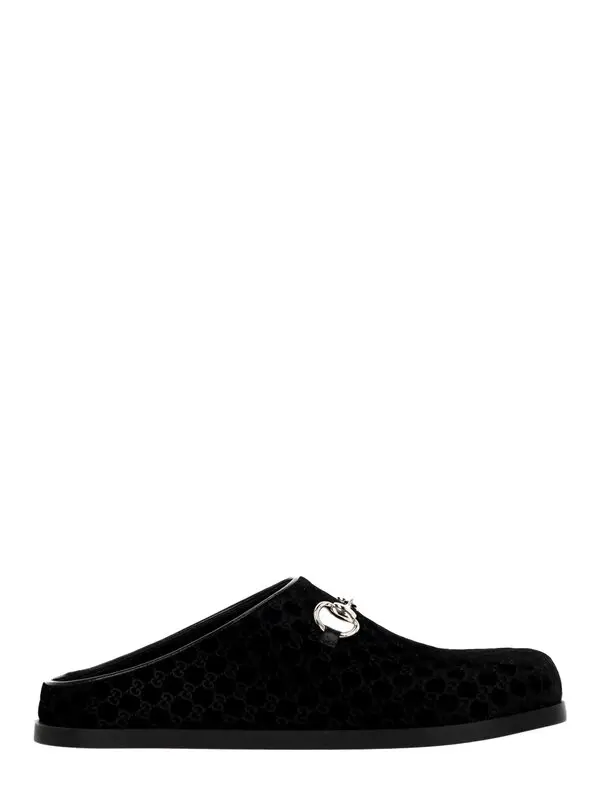 Gucci Monogrammed Slip-on Sandals - Black