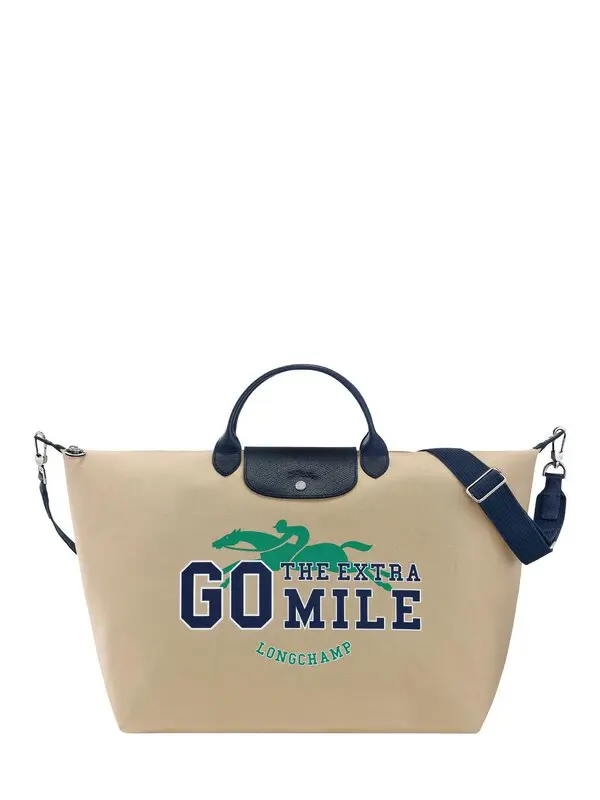 Longchamp Le Pliage Cotton Holdall With Printed Pattern And Adjustable Strap - Nude