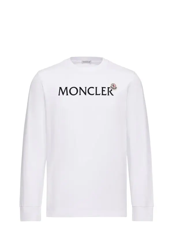 Moncler Logo Detailed Crewneck Long Sleeve Sweatshirt - White