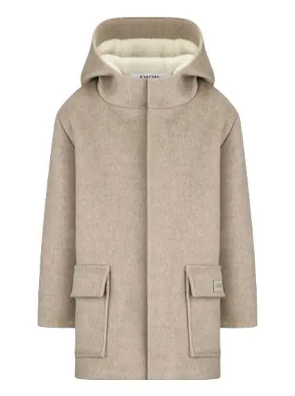 Dior Long-sleeved Hooded Coat - Beige