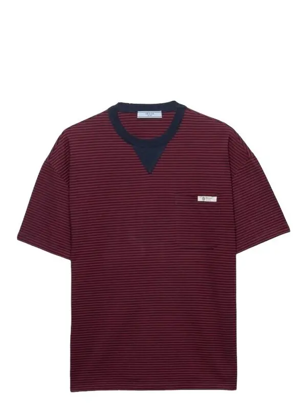 Prada Striped Crewneck T-shirt - Amaranth Red/blue