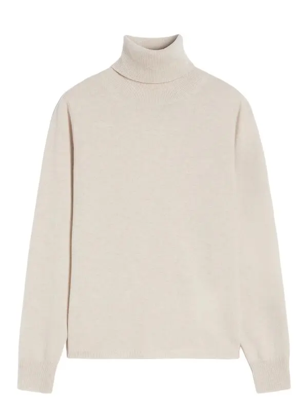 Max Mara Roll-neck Knitted Jumper With Ribbed Details - Beige