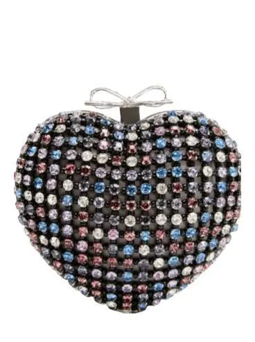 SELF-PORTRAIT Embellished Heart Clutch Bag - Multi-color