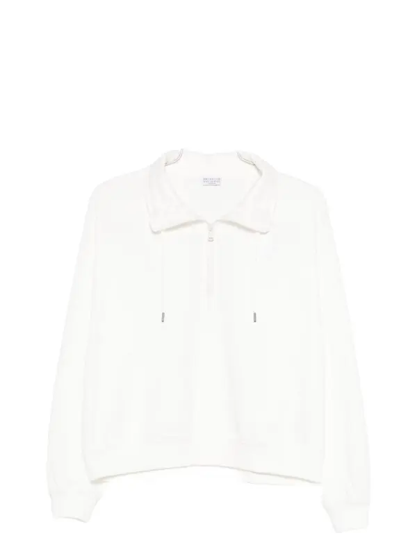 Brunello Cucinelli Quarter-zip Detailed Sweatshirt - White