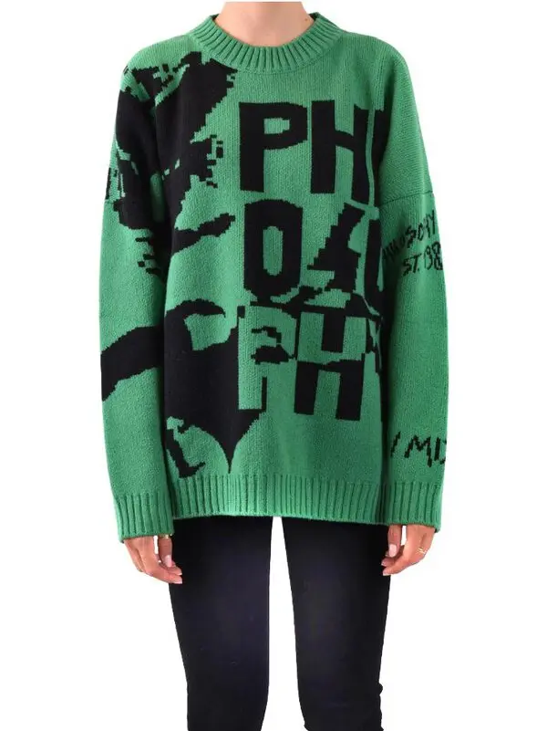 Philosophy Di Lorenzo Serafini Intarsia-knit Virgin-wool Jumper - Green