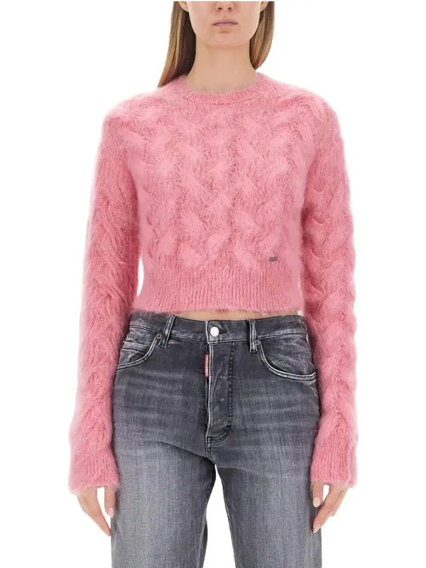 Dsquared2 Logo Plaque Brushed Effect Jumper - Pink