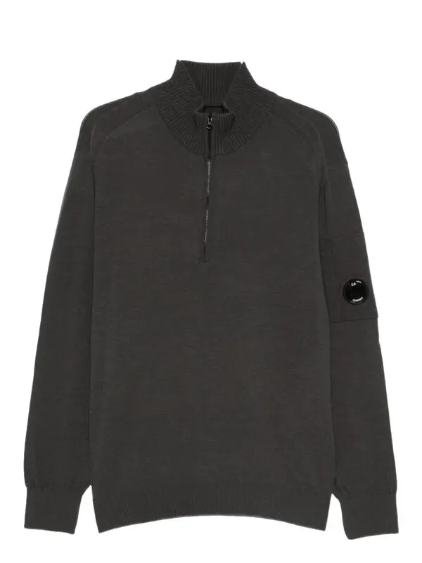 C.P. COMPANY Half-zip Ribbed Sweater - Grey