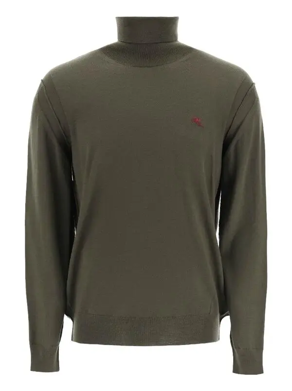 Etro Logo-embroidered Roll-neck Jumper - Black