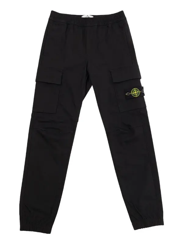 Stone Island Cargo Trousers With Detachable Compass Badge - Black