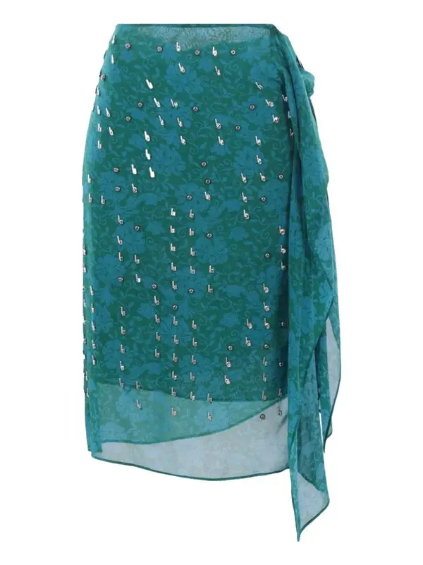 Dries Van Noten Asymmetrical Floral Printed Skirt - Blue